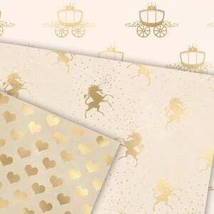 Ivory and Gold Princess Digital Paper, Seamless Fairy Princess Patterns ...