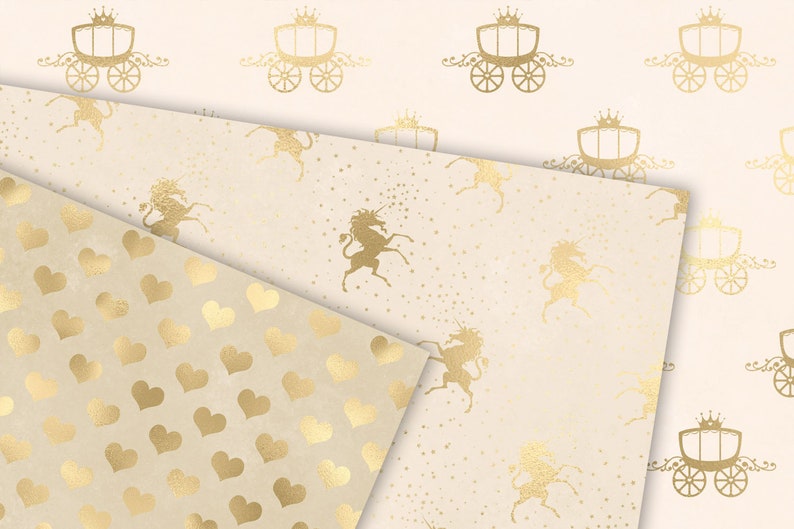 Ivory and Gold Princess Digital Paper Seamless Fairy Princess - Etsy