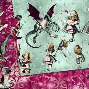 Blush, Mint and Burgundy Alice Tea Party Digital Scrapbooking Kit ...