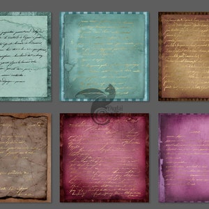 Gold Letters Digital Paper - Vintage Handwritten Letters, Magic Spell ...