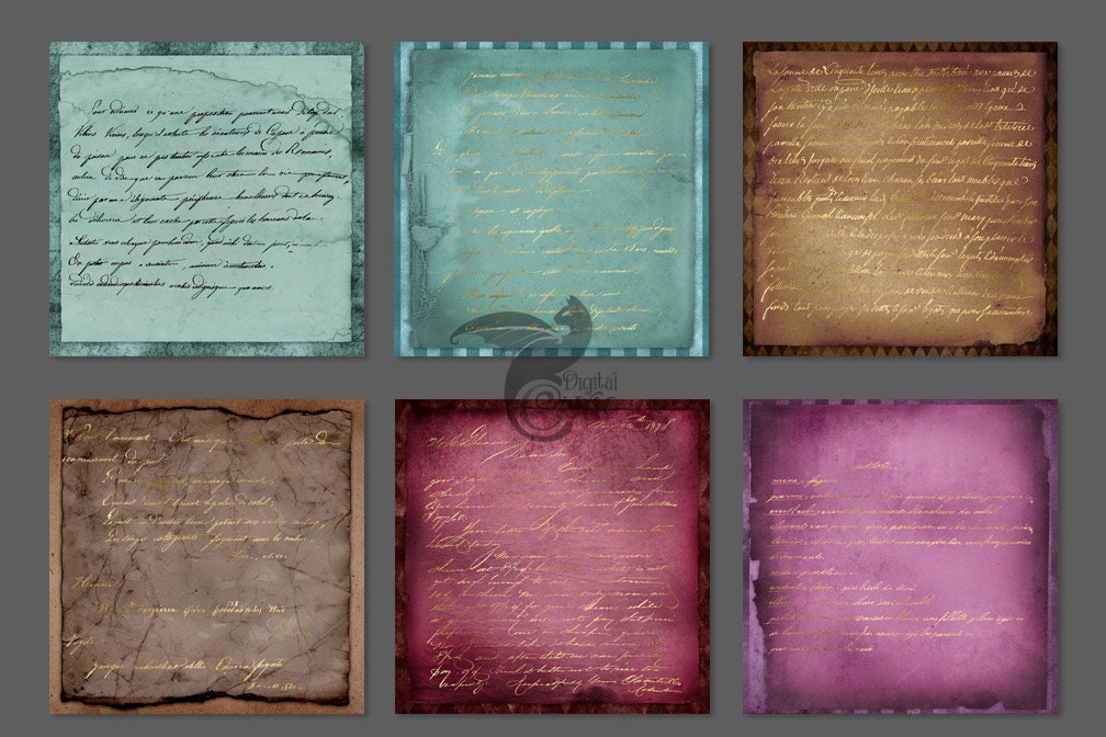 Gold Letters Digital Paper Vintage Handwritten Letters - Etsy