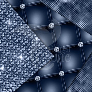 Navy Blue Metallic Textures, Glitter Foil Digital Paper (digital ...