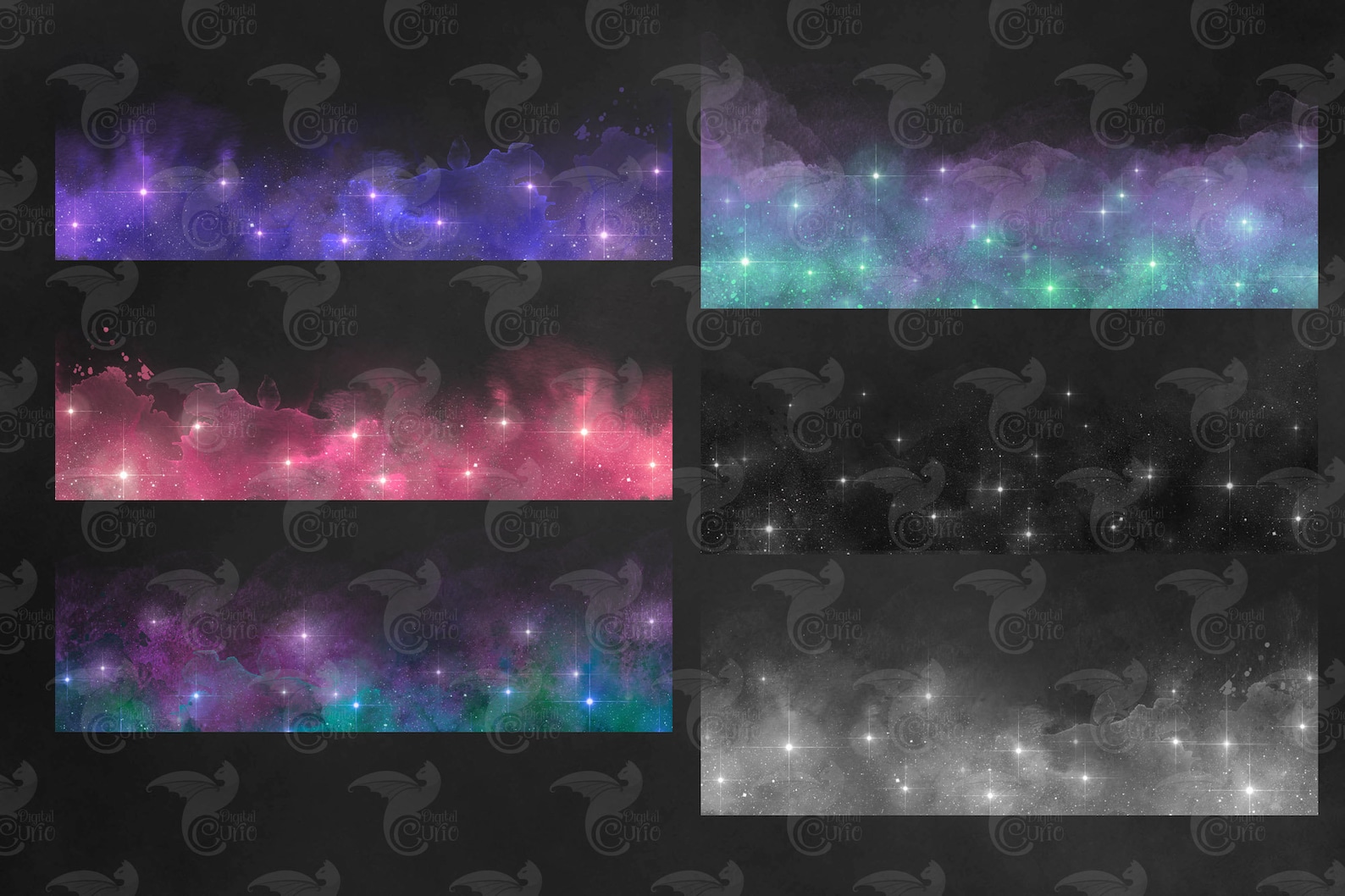Galaxy Border Overlays Digital Instant Download Watercolor - Etsy