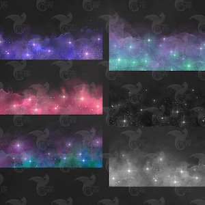 Galaxy Border Overlays - Digital Instant Download Watercolor and Stars ...