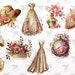 Watercolor Pink Antique Fashion Clipart Vintage Shabby PNG Format ...