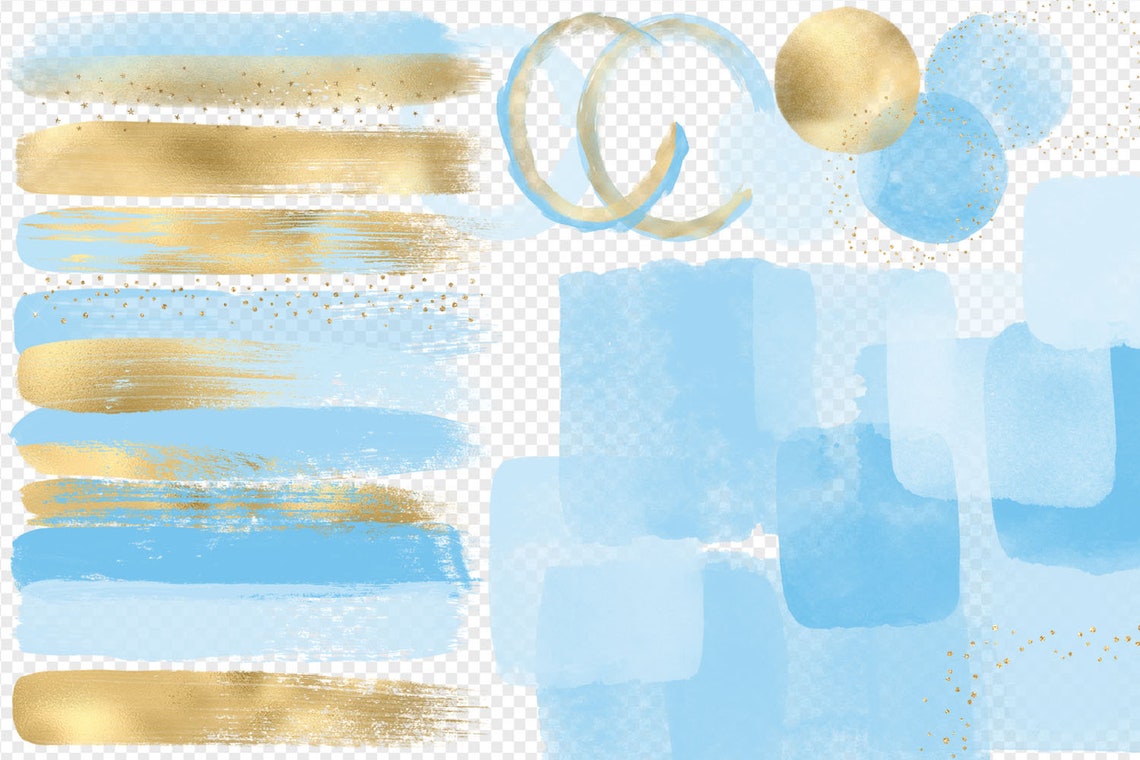 Blue and Gold Watercolor Elements Clipart Watercolour Frames | Etsy