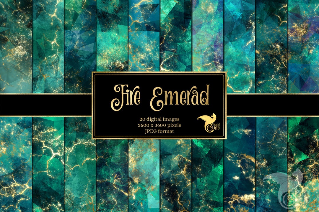 Fire Emerald Digital Paper, Jewel Texture Backgrounds Printable ...