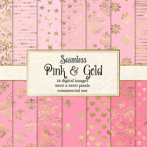 Pink and Gold Princess Digital Paper Seamless Pink and Gold | Etsy