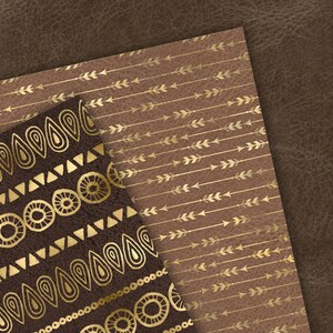Bohemian Desert Digital Paper, Seamless Leather Textures, Gold Boho ...