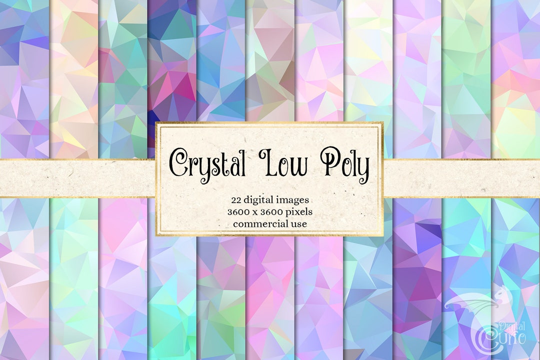 Crystal Low Poly Digital Paper, Printable Geometric Triangle ...