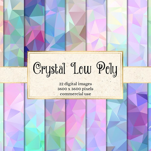 Crystal Low Poly Digital Paper Printable Geometric Triangle - Etsy