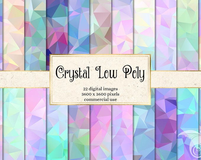 Crystal Low Poly Digital Paper Printable Geometric Triangle - Etsy