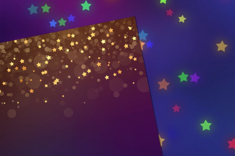 Bokeh Stars Digital Paper, Starlight Bokeh Light Effects on Printable ...