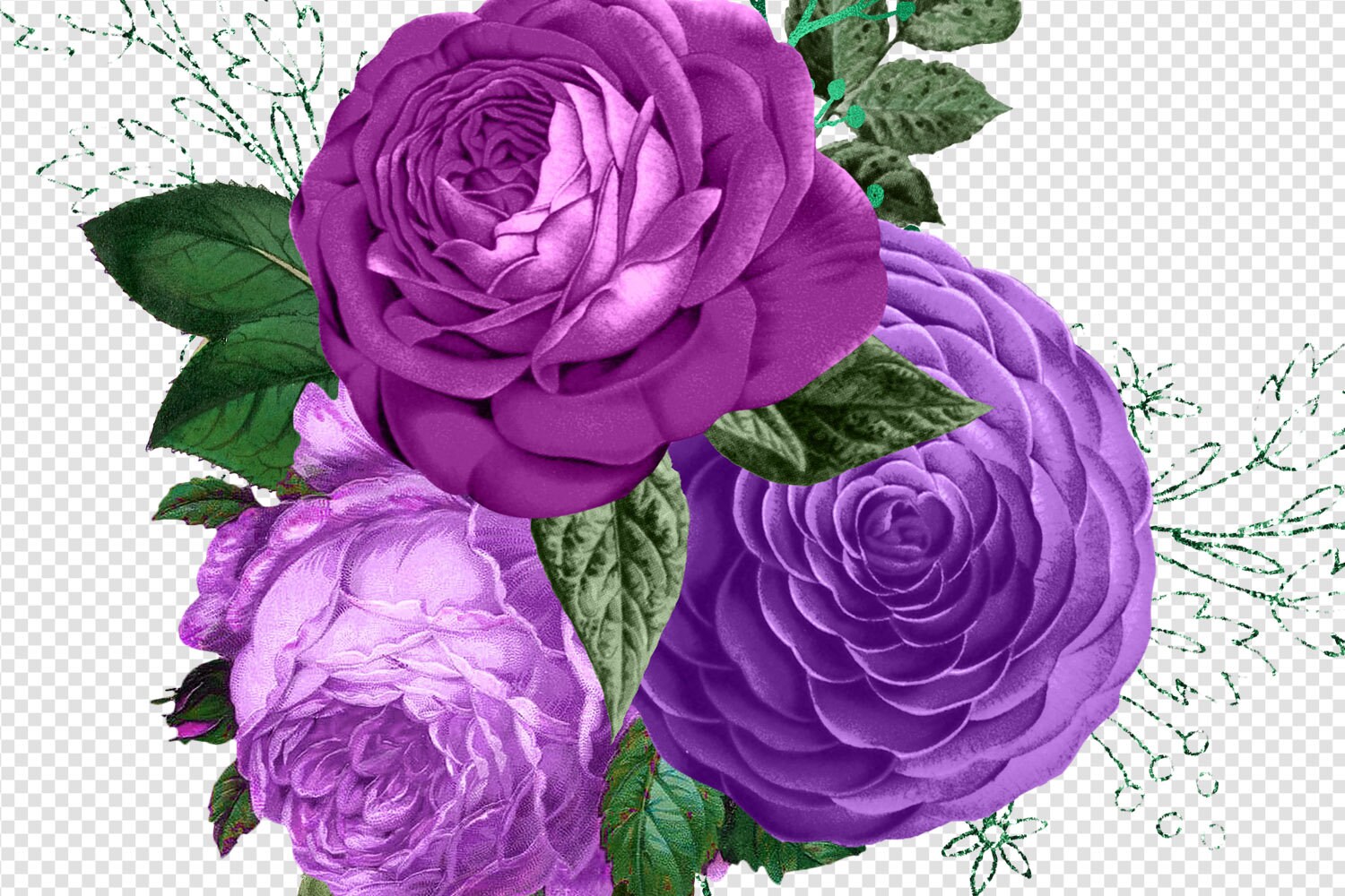 Purple Bouquets Floral Clip Art Digital Instant Download | Etsy