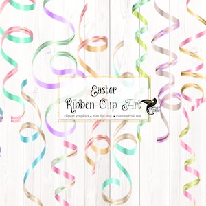 Easter Ribbon Clip Art - Curling Ribbons in Png Format Instant Download ...