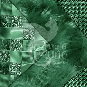 Luxury Emerald Digital Paper, Seamless Green Textures With Glitter and ...