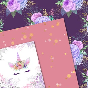 Spring Unicorn Digital Paper, Seamless Pink and Purple Printable ...