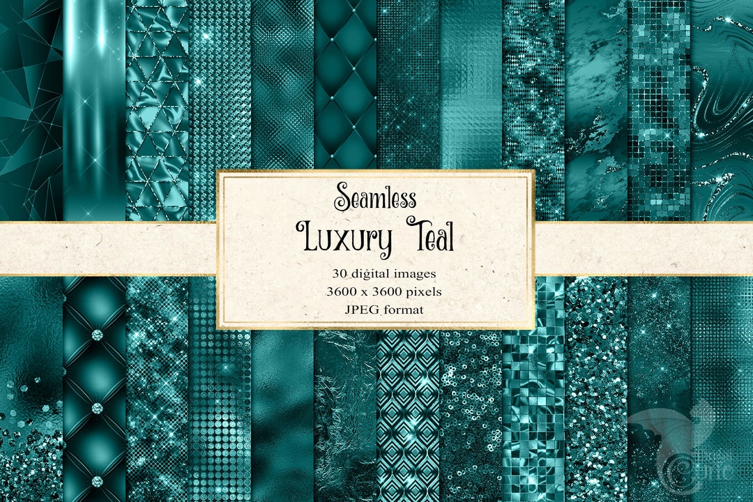 Luxury Teal Textures Digital Paper, Glitter Foil, Backgrounds, Metallic ...