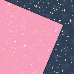 Celestial Gold Star Digital Paper, Seamless Backgrounds for Instant ...
