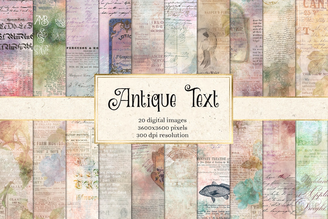 Antique Text Digital Paper Paper Vintage Textures With Ephemera, Old ...
