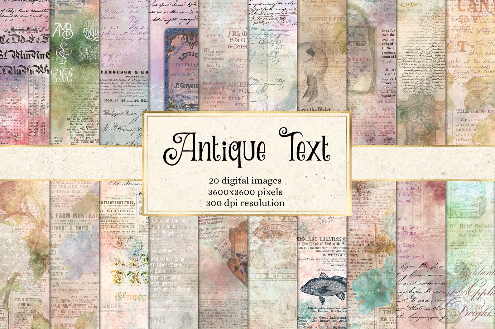 Antique Text Digital Paper Paper Vintage Textures With - Etsy