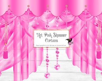 Pink Curtains Clip Art - Etsy
