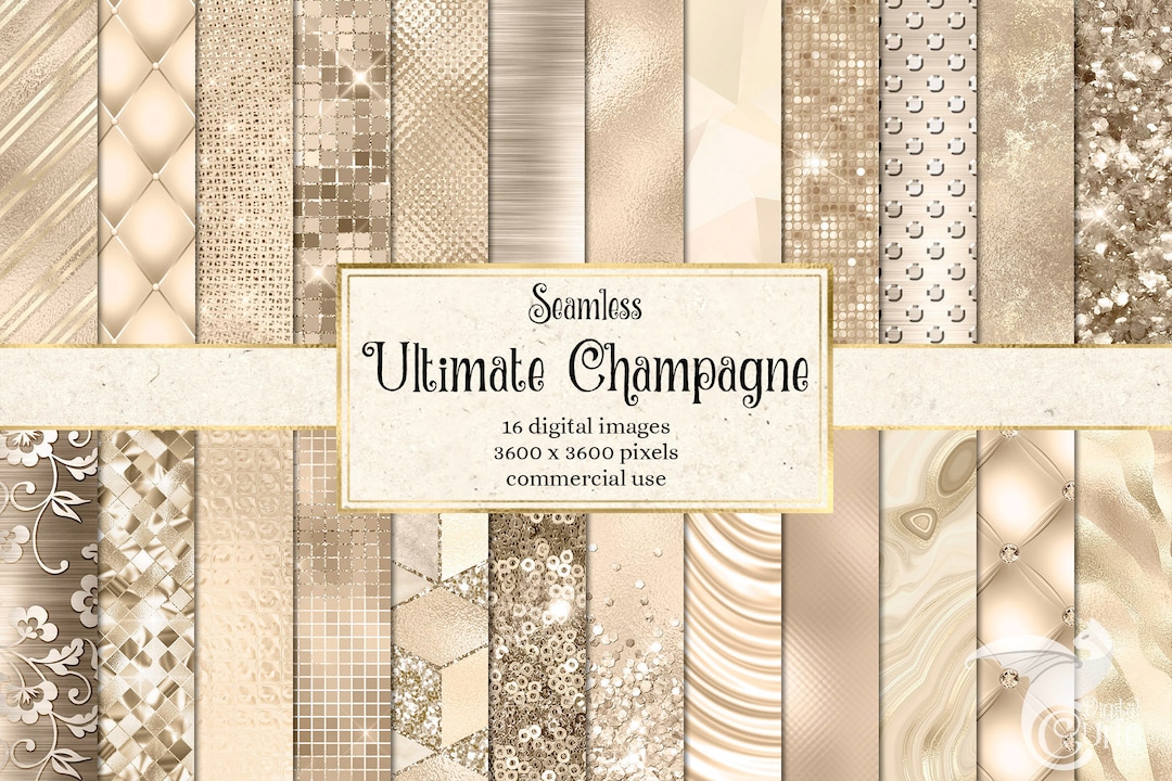 Champagne Glitter Textures – Seamless Metallic Digital Paper (digital ...
