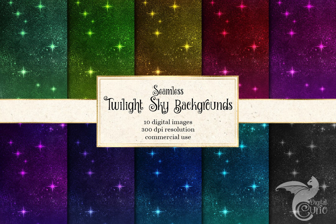 Twilight Starry Sky Digital Paper, Seamless Galaxy Backgrounds (digital ...