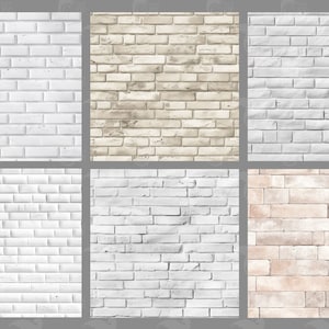 White Brick Textures Digital Paper, Seamless Rustic Brick Wall Digital ...