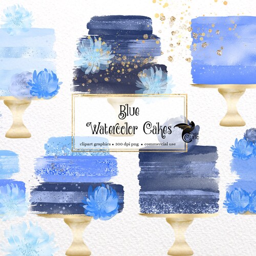 Blush Pink Watercolor Cakes Clip Art With Gold Glitter Leaves - Etsy