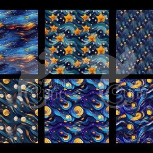 Starry Van Gogh Digital Paper, Seamless Starry Night Printable ...