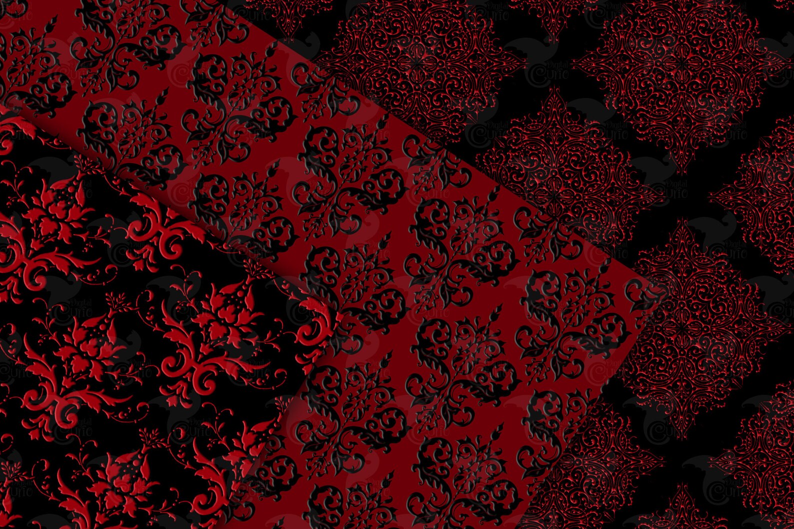 Red and Black Damask Digital Paper Gothic Digital Paper - Etsy