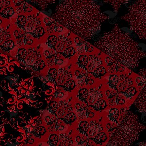 Red and Black Damask Digital Paper, Gothic Digital Paper, Seamless ...