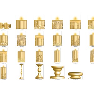 Gold Candles Clip Art - Digital Candle Graphics With Glitter and Foil ...