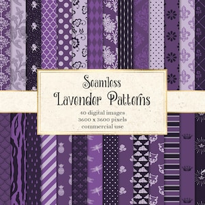 Lavender Digital Paper 40 Purple Patterns in Seamless Format - Etsy
