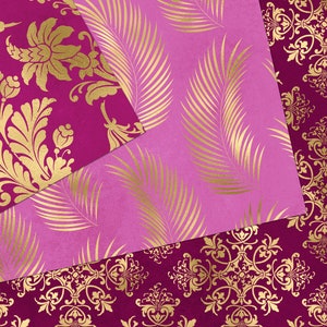 Magenta and Gold Digital Paper - Seamless Backgrounds Printable ...