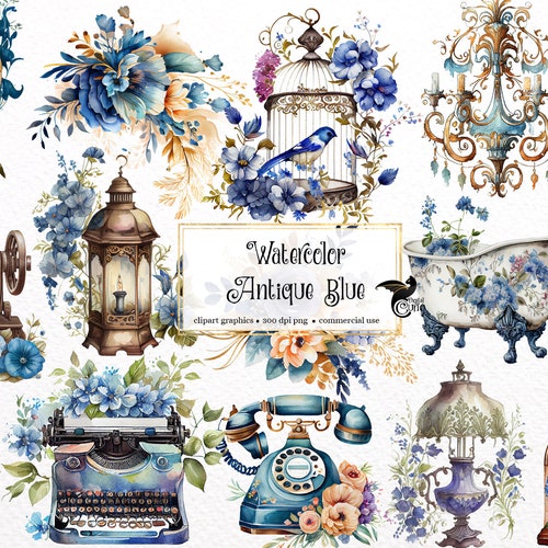 Watercolor Bronze Antique Clipart Vintage Shabby PNG Format - Etsy