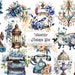Watercolor Blue Antique Clipart - Vintage Shabby PNG Format Instant ...