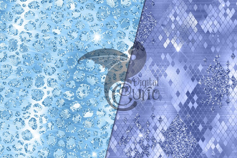 Blue Glitter Animal Print Digital Paper Seamless Glam Luxury - Etsy