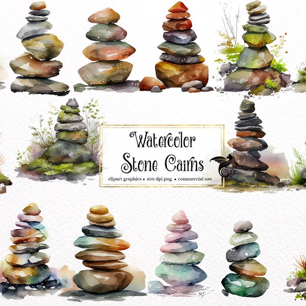 Watercolor Rock Cairn - Etsy