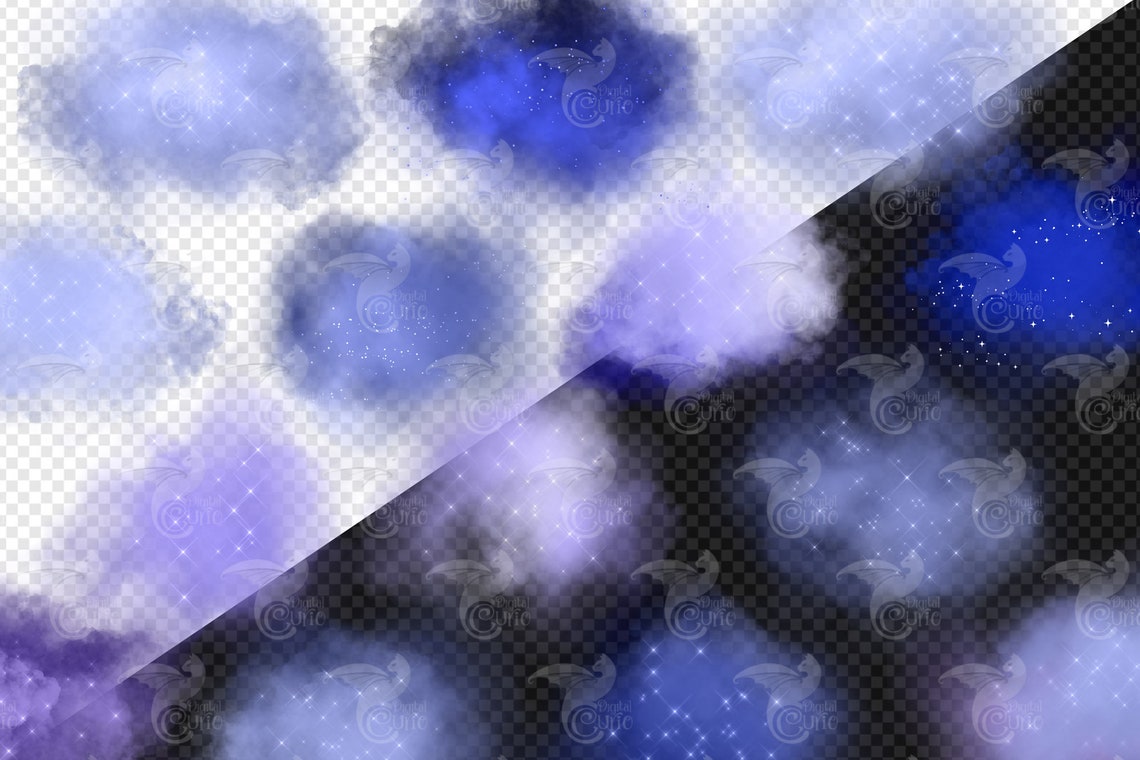Blue Dreams Clipart Overlays in PNG Format With Glittering - Etsy