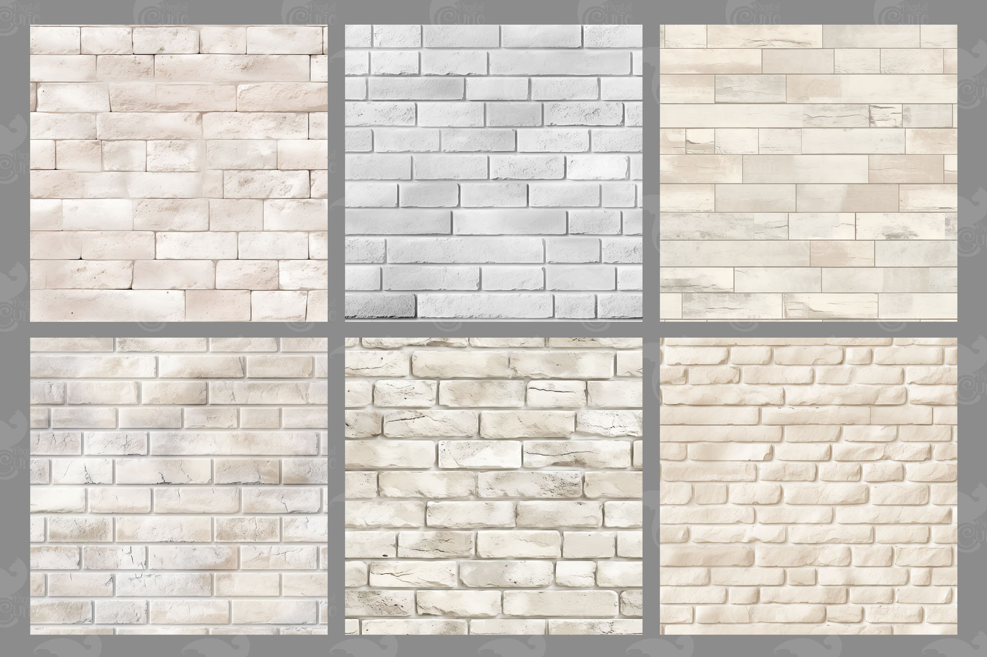 White Brick Textures Digital Paper, Seamless Rustic Wall (digital ...