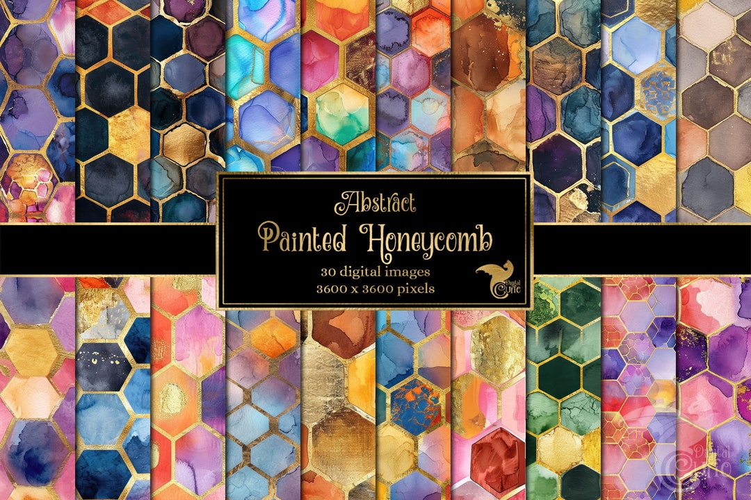 Abstract Painted Honeycomb Digital Paper - Honeycomb Bee Textures ...