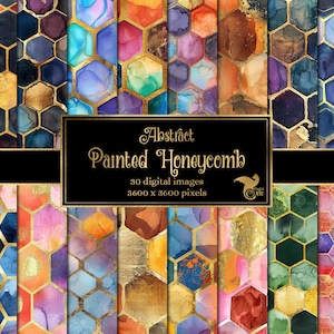Abstract Painted Honeycomb Digital Paper - Honeycomb Bee Textures ...