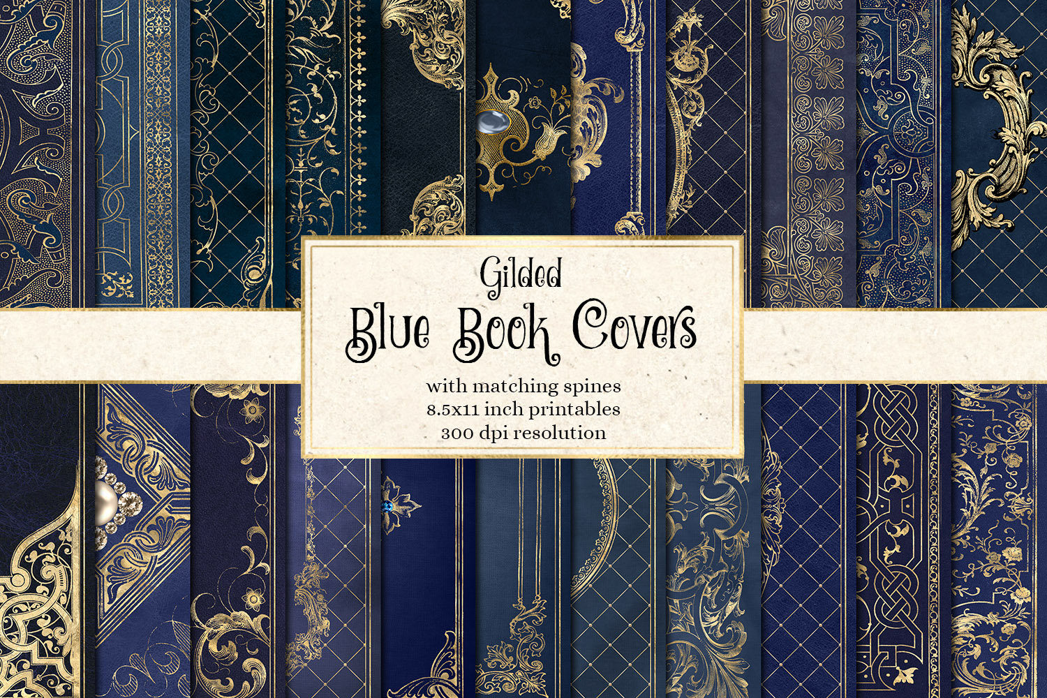 Gilded Blue Book Covers, Ornate Journal Pages (digital Download) - Etsy