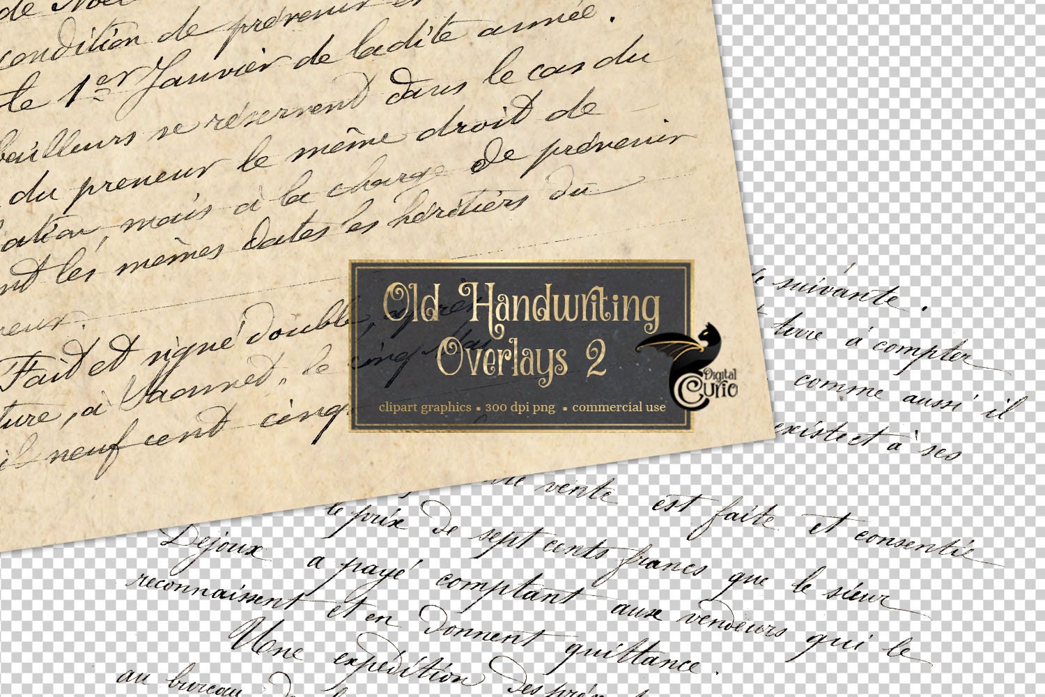Vintage Handwriting Overlays, Antique Lettering PNG Clipart (digital ...