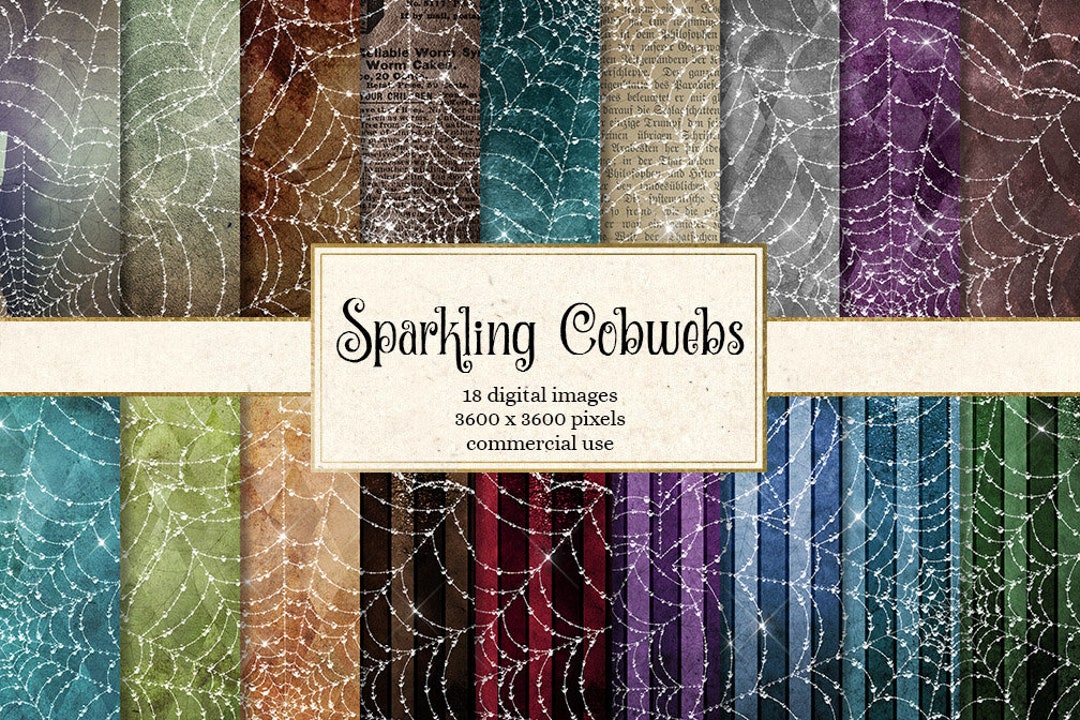 Sparkling Cobweb Digital Paper, Halloween Backgrounds Distressed ...