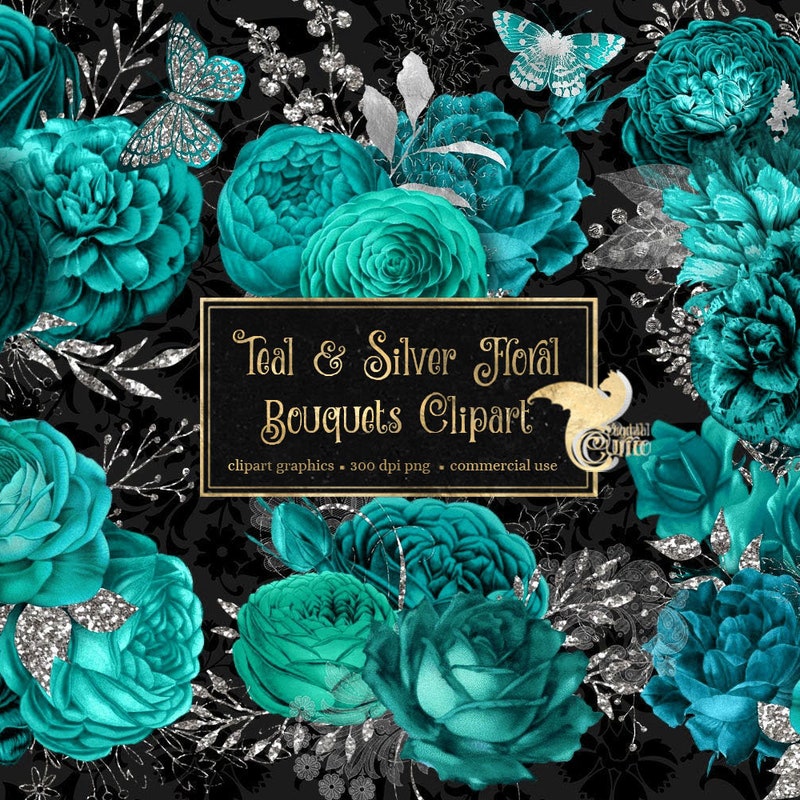 Teal Flowers - Etsy