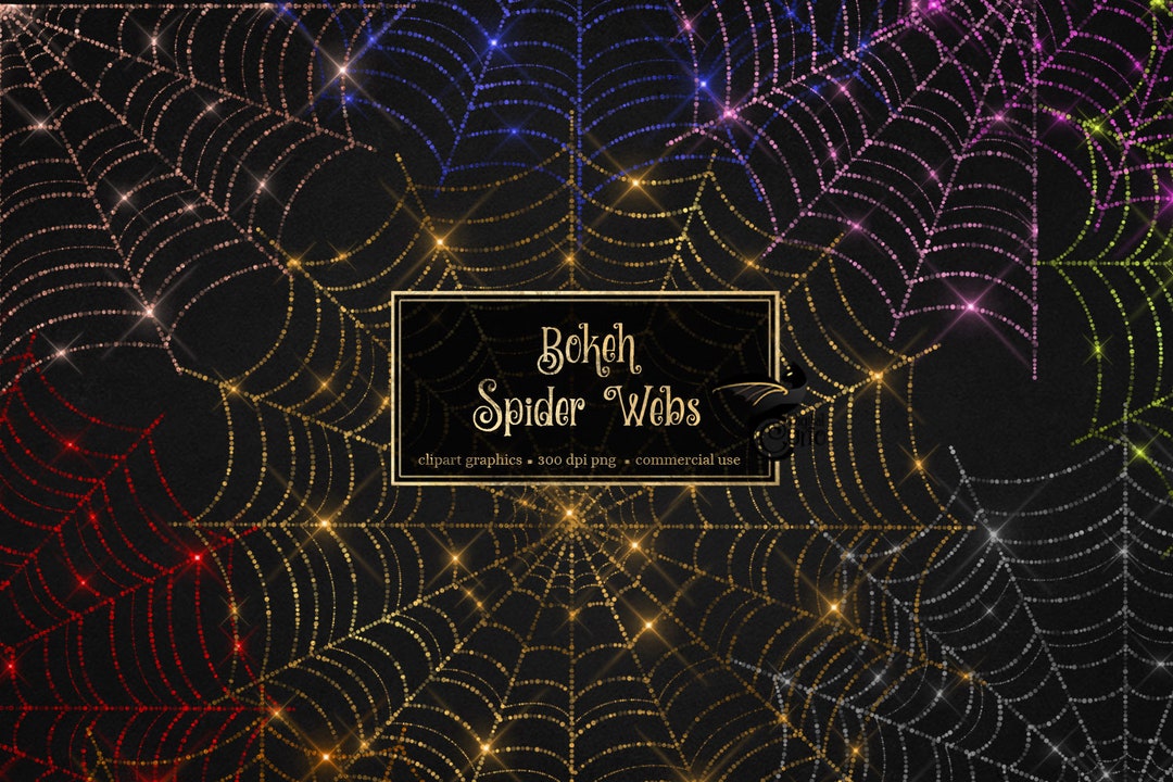 Bokeh Spider Web Overlays - Cobweb Clip Art With Glitter and Sparkles ...