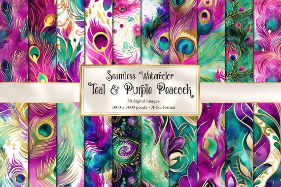 Purple And Teal Peacock Spoonflower Groovy Peacock Blue Teal Retro